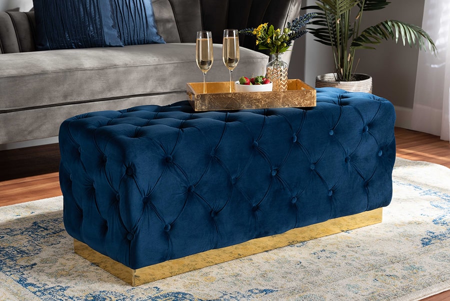 Baxton Studio Corrine Glam and Luxe Leather Ottoman | Couches.com