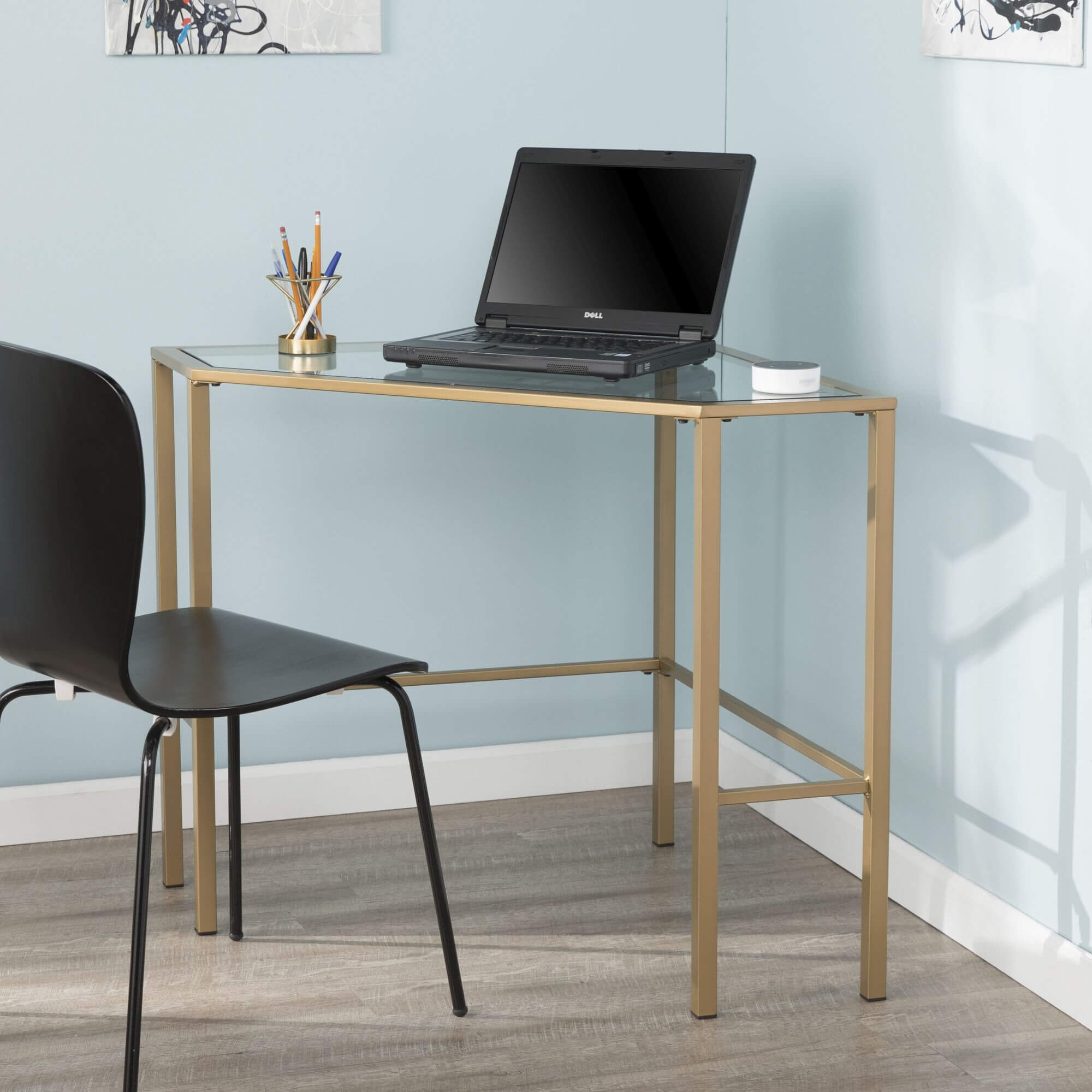 SEI - Keaton Metal/Glass Corner Desk | Couches.com